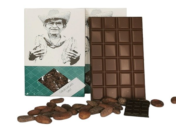 Tablette de chocolat lait grué de cacao 110g