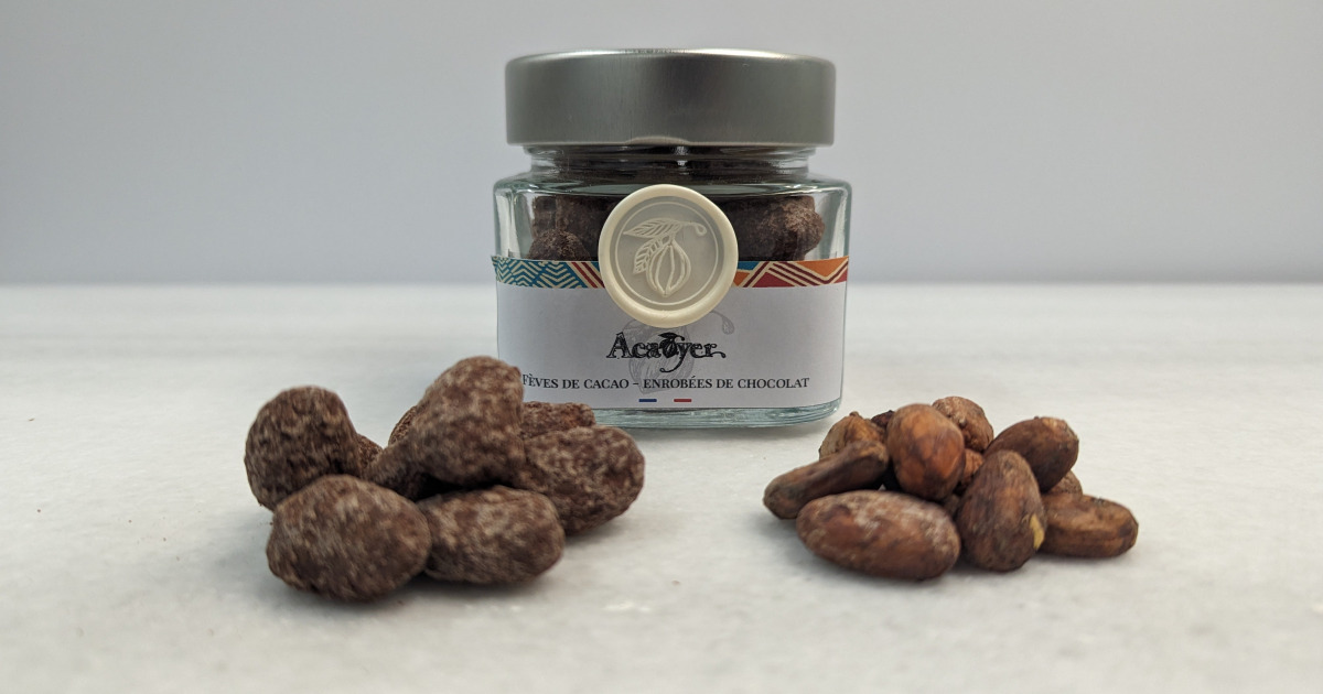 Fèves de cacao enrobées chocolat noir 70%
