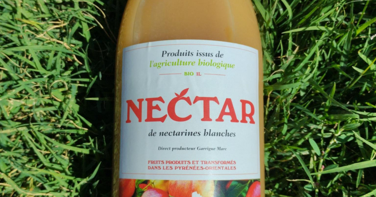 Nectar BIO de nectarines blanches / Lot de 12 bouteilles d'1L