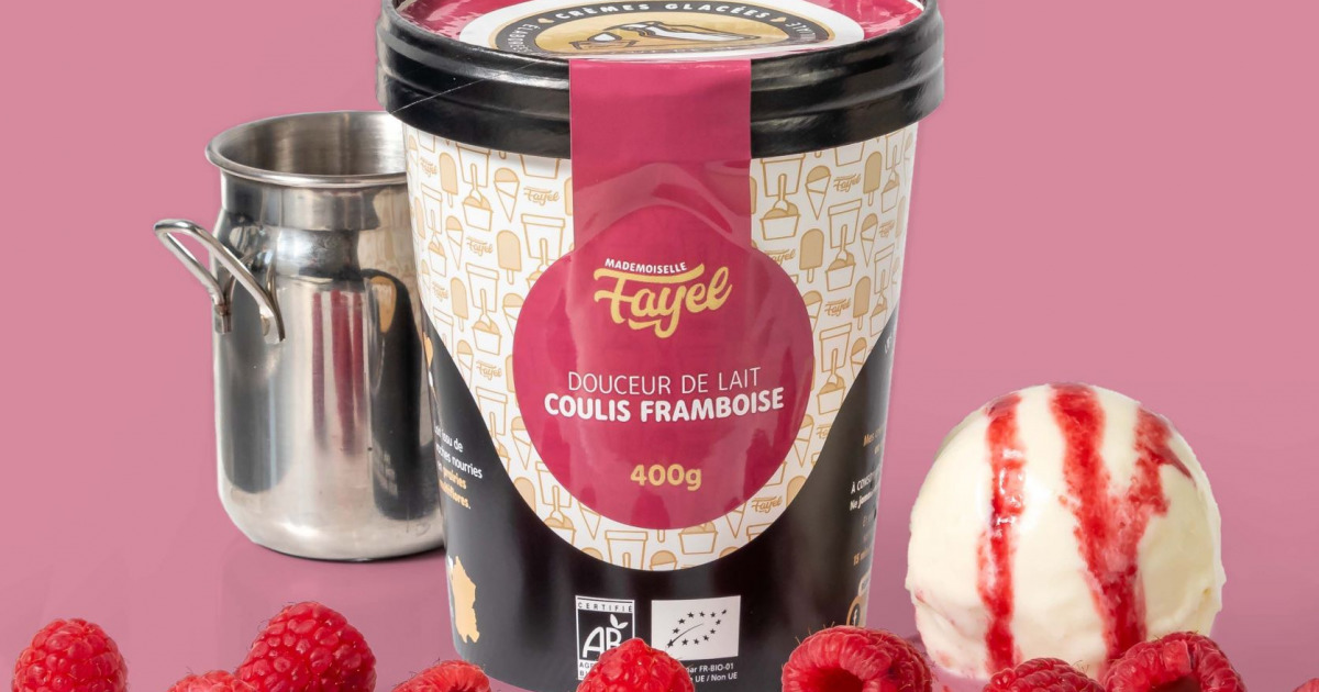 Crème Glacée Douceur de lait coulis framboise - 100% Bio x4