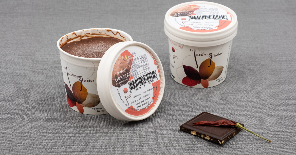 SORBET CHOCOLAT AUX PIMENTS DE BRESSE Pot 140mlX2