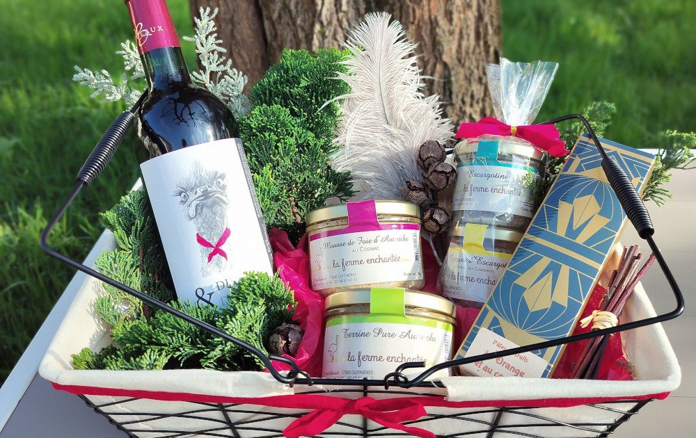 Panier garni à offrir - version avec vin de Bordeaux