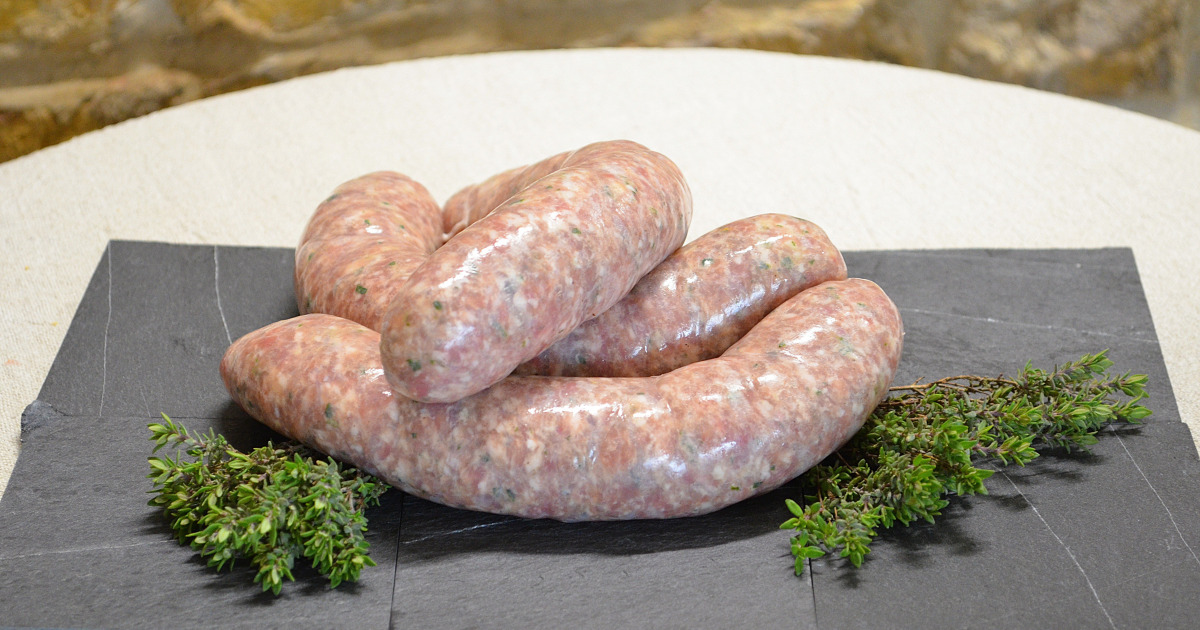 2 saucisses campagnardes de porc : ferme du Grommendyck