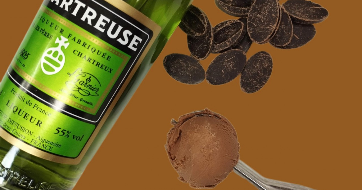 Glace "Green froid" Chocolat noir Valrhona et Chartreuse verte 2x2,5L